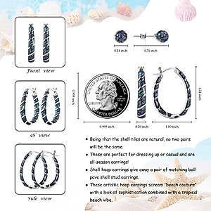 MUYUU Abalone Shell Hoop Earrings, Rhodium Plated Oval Inside Out Hoop Earrings For Women Fashion Jewelry Gift