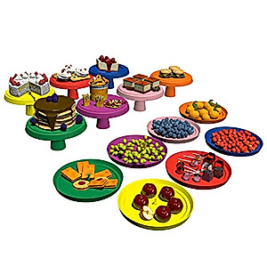 Enjoy Myself 7-Piece Set of Colorful Cake Stands, Versatile Dessert Plates and Fruit Platters, Cupcake Display Serving Tray for Any Occasion