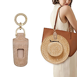 JYG Leather Hat Clip for Travel on Bag Multifunctional Elastic Hat Holder Khaki Outdoor Hands Free Bag Accessory