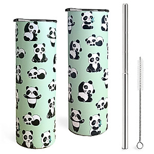 Ceovfoi Panda Gifts for Women Mug Cute Tumbler with Lid and Straw Coffee Cup Stuff Decor Kung Fu