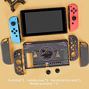 DLseego Dockable Protective Case Design for Nintendo Switch, Newest Pattern Cover with Anti-Scratch and Shock-Absorption Design Soft Touch Hard Cover with 2 pcs Thumb Grips - Zelda