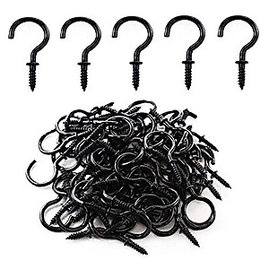 IDEALSV Black Ceiling Hooks 7/8'' Screw-in Light Hooks Hanging Cup Hooks 7/8 Inch (36Pack)
