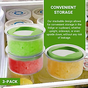 3Pack Guacamole Saver Containers, Wholly Guacamole Pro Keeper for Fridge, Avocado Dip Airtight Bowls, for Spice, Fruit and Vegetable, Marinade, Berry Mix, Seasoning, Prepworks Progressive Storage Box