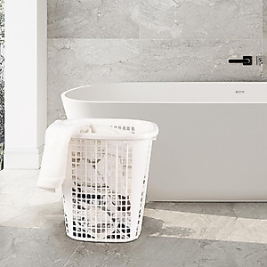 Ucake 6 Packs 50 Liter Plastic Laundry Basket Hamper with Handles, Tall Laundry Hamper Baskets, White