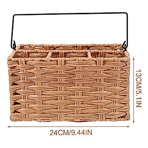 Cabilock Imitation Rattan Cutlery Holder Flatware Basket for Kitchen Dining Table