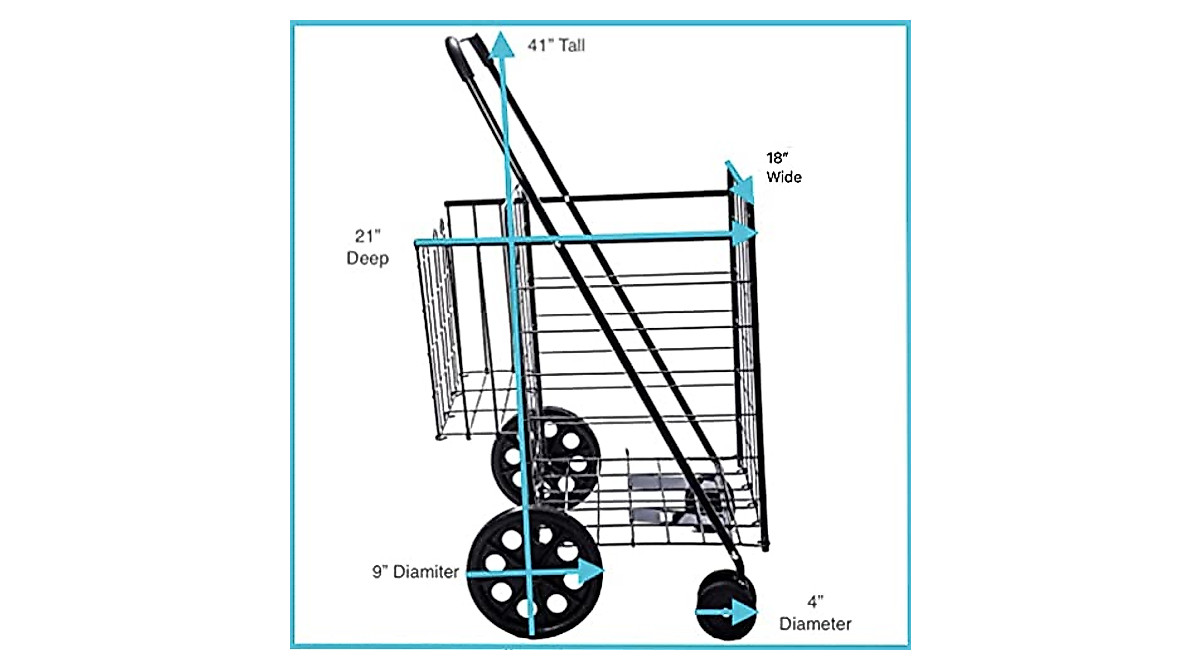 LS Jumbo Deluxe Foldable Utility Shopping Cart with 200lb Capacity