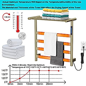 VJASS Towel Warmer,4 Bar Towel Heater Rack with Top Shelf,SUS304 Stainless Steel Brushed Gold, Wall-Mounted Bath Towel Heater for Bathroom