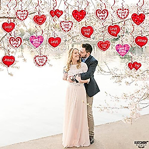 KatchOn, I Love You Valentines Hanging Swirls - Pack of 30, Valentines Day Decorations | Valentines Heart Decorations for Valentines Day Decor | Hanging Hearts Decorations for Valentines Decorations.