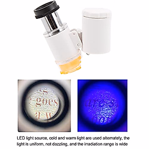 Portable 60 X Clearer Imaging Wide Irradiation Range Microscope with Money Detect Function[White], Handheld Mini LED Illuminated Microscope, Magnifying Glass Microscope Pocket Microscope Mini Mic