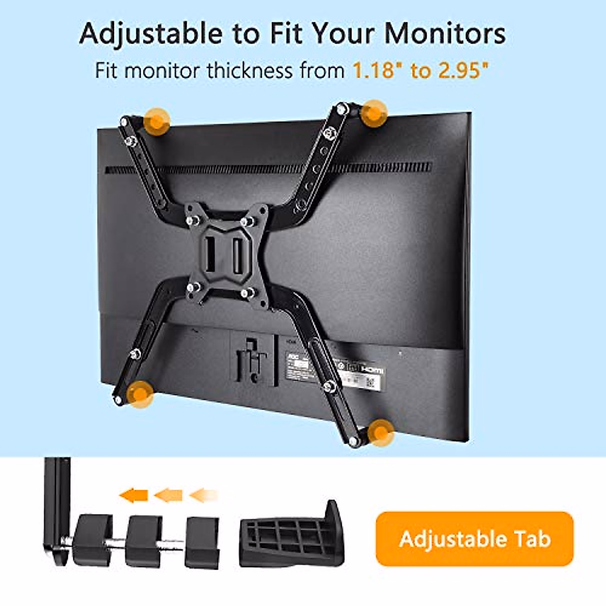 HUANUO Universal VESA Mount Adapter Kit, Non-VESA Adapter for 17 to 27 Inch Monitor Screens to 75x75 VESA Mount