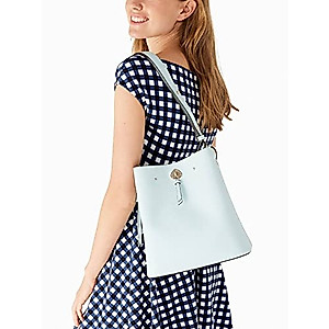 Kate Spade NY Marti Large Leather Bucket Bag Purse in Blue Glow