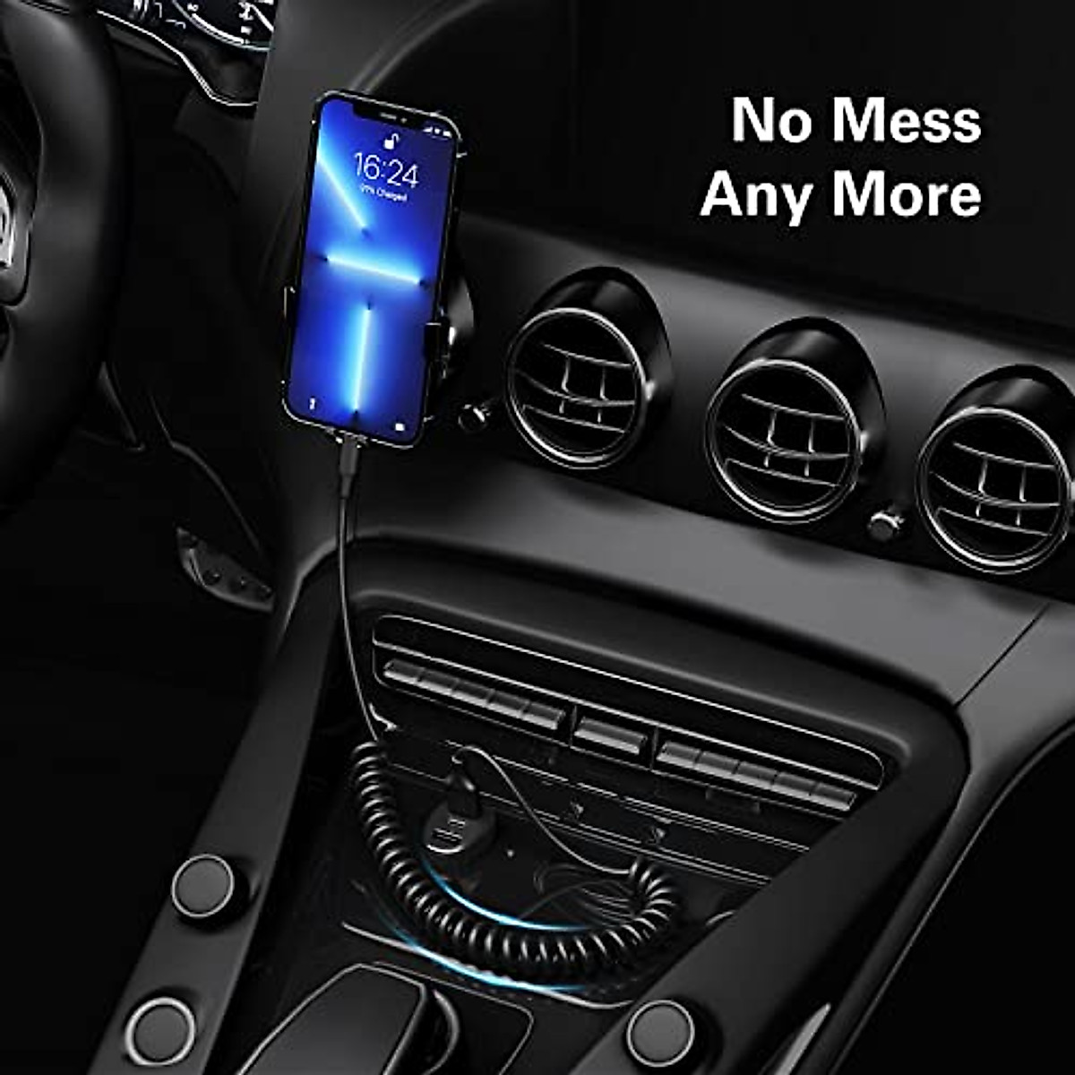 ONE PIX iPhone Charger Cable for Car (3 ft), MFi Certified Coiled Lightning Cable Compatible with iPhone 13Pro Max/13Pro/13/12Pro Max/12Pro/12/11/XS/XS Max/XR/X/8/8 Plus/iPad/iPod (Black-1PC)