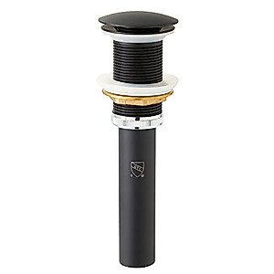 Built Industrial Universal Pop Up Drain Stopper for Bathroom Sink Without Overflow, with Detachable Catch Basket, Replacement Drain for Renovations and New Construction (Matte Black)