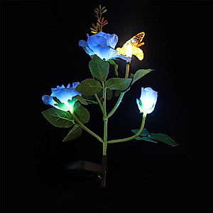 Outdoor Solar Powered Flower Shape LED Light Simulation Bee Lamp Landscape LED Rose Lights for Home Garden Yard Lawn Path Way Party Decorative