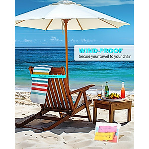 Beach Towel Bands, Stretch Rubber for Pool & Beach Chairs, Extra Durable, No Snapping, Cruise Ship & Beach Travel Essentials, Great Alternative to Beach Towel Clips (6 Pack)