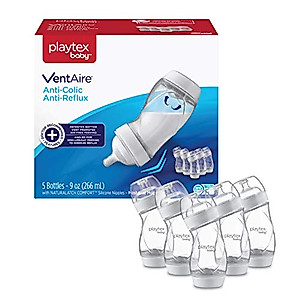 Playtex Baby Ventaire Bottle, Helps Prevent Colic & Reflux, Clear, 9 Oz, 5 Count - Pack of 1
