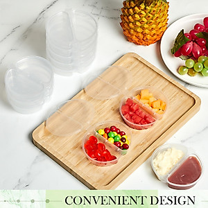 Blushtier 100 Pcs 4 oz Snack Containers Clear Disposable 2 Compartment Snack Containers, Double Compartment Condiment with Lid, Plastic Condiment for Sauce, Candy, Salad Dressing, Travel