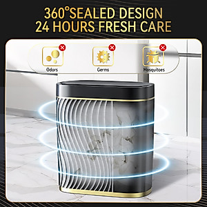 GloDeals Automatic Bathroom Trash Can with Lid: 2 Gallon Motion Sensor Trash Can, Touchless Small Bathroom Trash Bin, Waterproof Smart Garbage Can for Bathroom, Bedroom, Office, rv(Black)