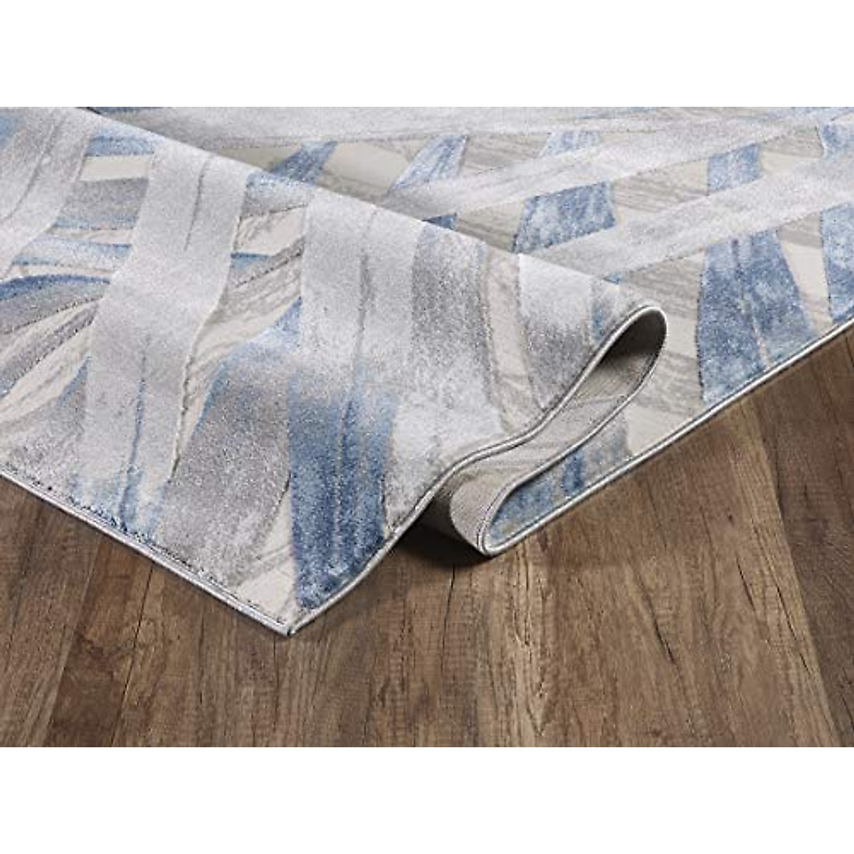 Abani 6' x 9' Blue Grey & Beige Floral Palm Leaf Pattern Area Rug Rugs - Nova Collection Modern Eclectic Style Accent Rug