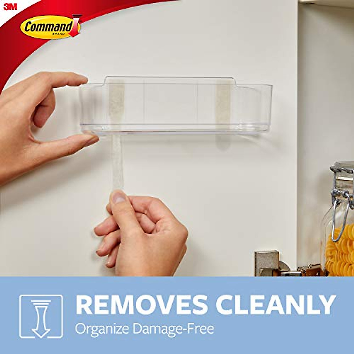 Command Medium Caddy, Clear, with 4 Clear Indoor Strips, Organize Damage-Free