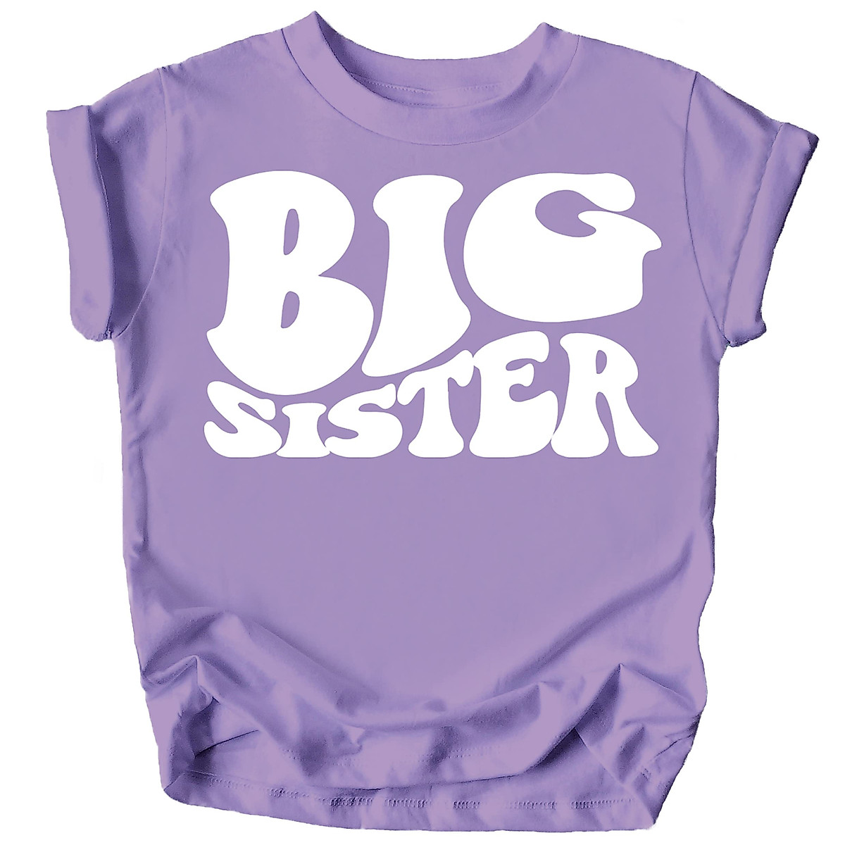 Olive Loves Apple Big Sister Retro Wavy Matching Sibling Shirts Purple Shirt 3T