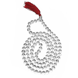 DHYANARSH Natural & Laboratory Tested Certified Original Sphatik/Crystal Agate Mala/Necklace (108+1 Beads) Healing Gemstone Necklace Mala for Unisex