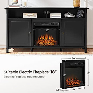 Yaheetech Black TV Stand for TVs up to 65 Inch, Modern Entertainment Center Media TV Console with Open Compartments & Double Doors, TV Cabinet with Storage for Living Room & Bedroom, 31 in Tall