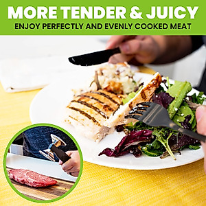 Spring Chef Meat Tenderizer Mallet, Chicken Pounder, Heavy Duty Kitchen Hammer Tool for Food - Beef and Steak Flattener - Solid Construction Beater, Dual Sided Smasher with Soft Grip Handle, Black