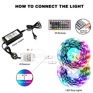 dalattin 60ft Led Lights, Led Strip Lights for Bedroom Color Changing Lights with 44 Keys Remote Controller Led Strip Lights,2 Rolls of 30ft