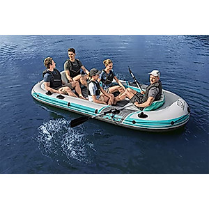 Bestway Hydro-Force Adventure Elite X5 Inflatable 5 Person Water Raft Outdoor Floating Boat Set | Includes Inflatable Boat, Aluminum Oars, Hand-Pump, Carry Bag and Gear Pouch