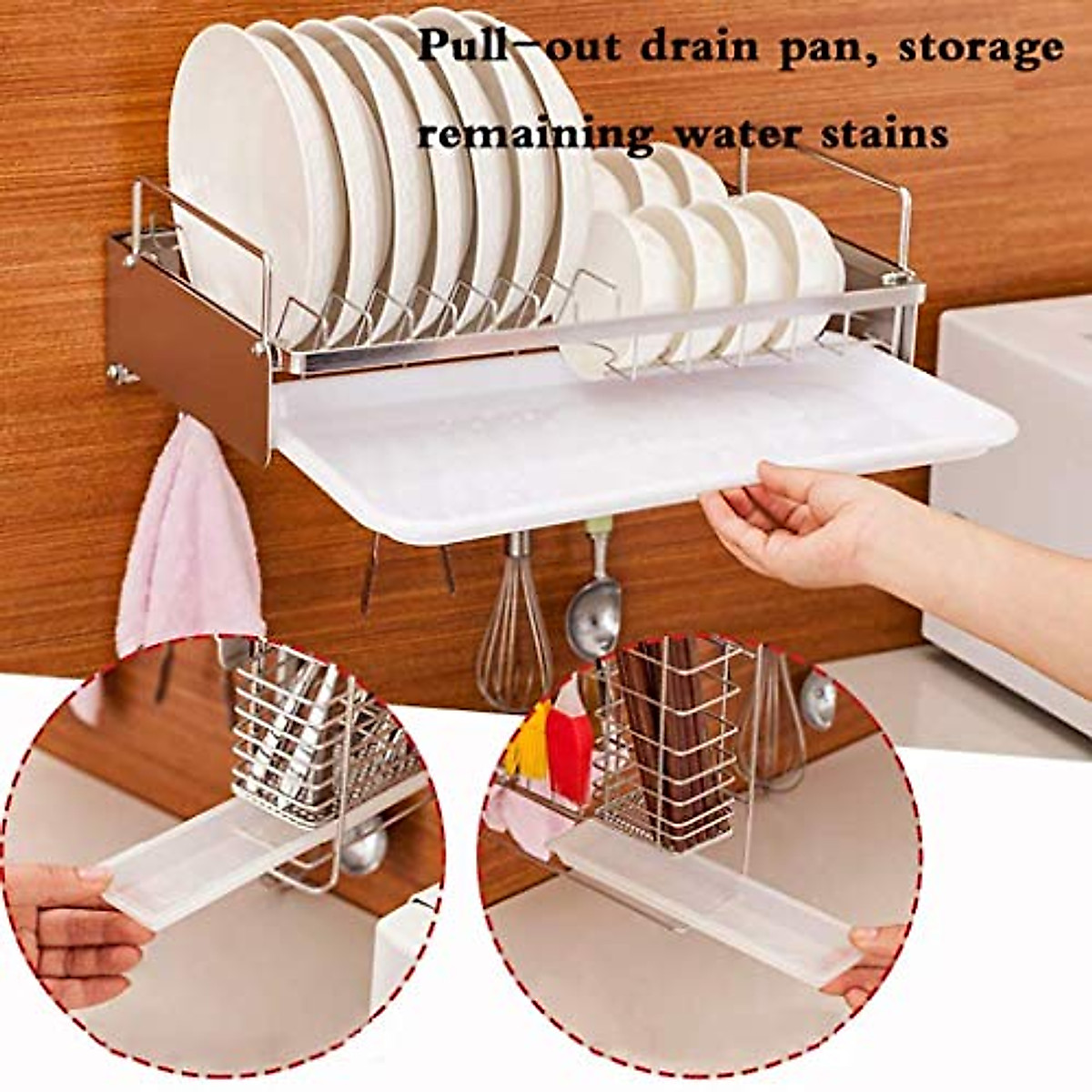FEHUN Sinks,Wall-Mounted Kitchen Dish Rack Drain Rack Kitchen Racks