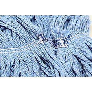 Turkey Creek Essentials Mop Heads Commercial Grade USA Made Looped End Heavy Duty Large Mop Head of Blue 4-Ply Synthetic Yarn Industrial Wet Mop Head Replacement and String Mop Refills (1, Large)