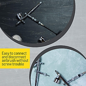 Airbrush Quick Release Coupling Disconnect Adapter Kit, 5 Pieces 1/8 Inch Female Connectors and Male Adapters Adjustment Control Valve Airbrush Accessories for Air Compressor and Airbrush Hose