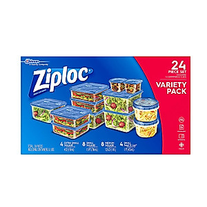 Ziploc Food Storage Meal Prep Containers Reusable for Kitchen Organization, Smart Snap Technology, Dishwasher Safe, Variety Pack, 12 Count