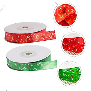 BESTOYARD 4 Rolls Christmas Wrapping Ribbon Xmas Theme Ribbon Holiday Craft Ribbon Ribbon Christmas Decor Christmas Party Supplies Christmas Tree Hanging Decoration DIY Ribbon Bow Tie