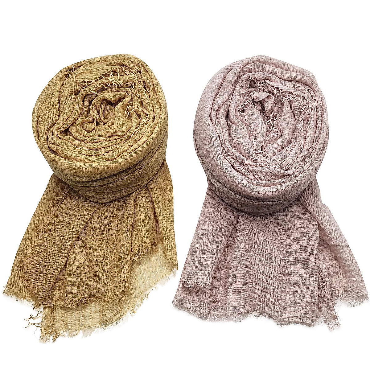 MANSHU 4PCS Women Soft Cotton Scarf Shawl Long Scarf, Scarf and Wrap, Big Head Scarf.