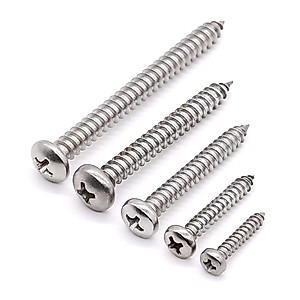 Glvaner #14 x 1/2" (50 pcs) Pan Head Self Tapping Screws, 18/8 Stainless Steel 304, Phillips Pan Head Sheet Metal Screws, Pan Head Wood Screws, No.6.3mm Thread Size