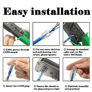 GELRHONR 100 Pcs RJ45 CAT6 Strain Relief Boots Connector for Standard CAT6 CAT6A Ethernet Cable LAN Cable Connector Boot Cover for Various Diameter LAN Cable-Clear