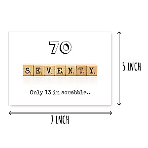 OystersPearl Scrabble 70Th Decade Birthday Card - 70 Its Only 13 In Scrabble - Birthday Greeting Card - Funny Greeting Card - Meaningful Greeting Cards.