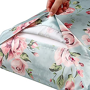 BEDELITE Satin Silk Pillowcase for Hair and Skin, Super Soft Pillow Cases Standard Size Set of 2 Pack, Floral Digital Printing Cooling Pillow Case Cover with Envelope Closure (Blush, 20x26 Inches)