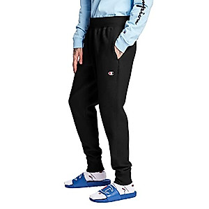 Champion Reverse Weave Joggers, Comfortable, Fleece Pants for Men, 30.5", Black C Logo, Large