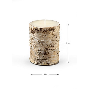 Serene Spaces Living Birch Bark Candle, Small Size, Set of 3 – Pillar Style Candle Brings Nature Indoors, Ideal for Weddings, Parties, Events, Restaurants, Home Decor, 3" in Diameter & 4" Tall