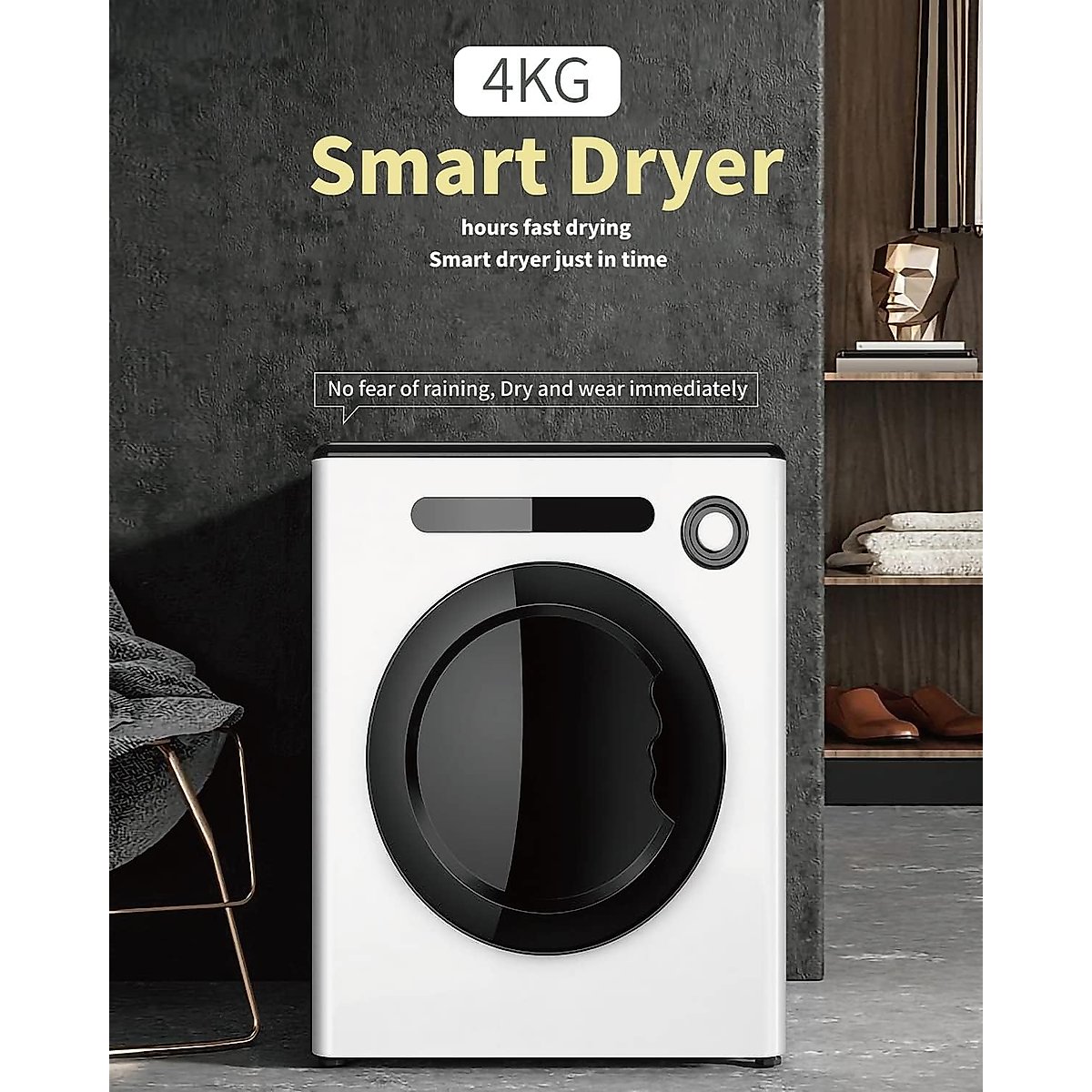 Geekman Compact Clothes Dryer 850W 9lbs Load Capacity, Ideal Portable Drying Machine for Tight Spaces, RVs, and Apartments Quiet, Robust and User-friendly