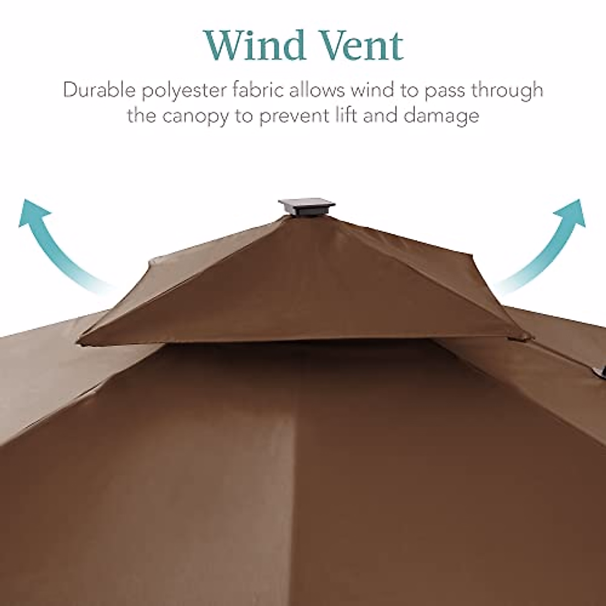 Best Choice Products 10x10ft 2-Tier Square Cantilever Patio Umbrella with Solar LED Lights, Offset Hanging Outdoor Sun Shade for Backyard w/Included Fillable Base, 360 Rotation - Brown