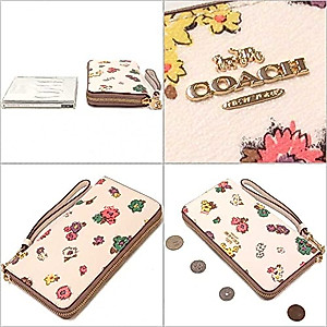 COACH (C9957 Long Zip Around Wallet in Spaced Floral Field Print Chalk Multi