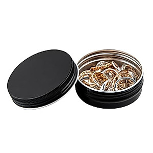 Restaurantware RW Base 2 Ounce Tin Storage Boxes 10 Round Tin Boxes With Lids - Durable Screwable Lids Black Aluminum Storage Containers Customizable Fits Mints Pills Or Herbs