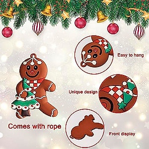 12pcs Christmas Ornaments Cute Santa Claus Xmas Tree Decorations Plastic Figurines Ornaments with Sugar Cookie House for Christmas Tree Hanging Party Ornaments DIY Decor 3 Inch Tall