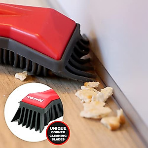 Roamwild Multi-Cleaner Rubber Pull Broom & Dustpan Combo Set with Unique Corner Cleaning Blades for Wet & Dry Mess Pet Hair Fur Removal for Hard Floors and Carpets