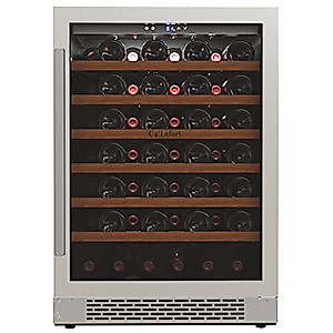 Ca'Lefort 24 Inch Wine Cooler, 54 Bottle Wine Fridge Single Zone with Modern Touch Intelligent Digital 40°-65°F Low Noise, Wine Cooler Refrigerator Built in or Freestanding for Home Kitchen