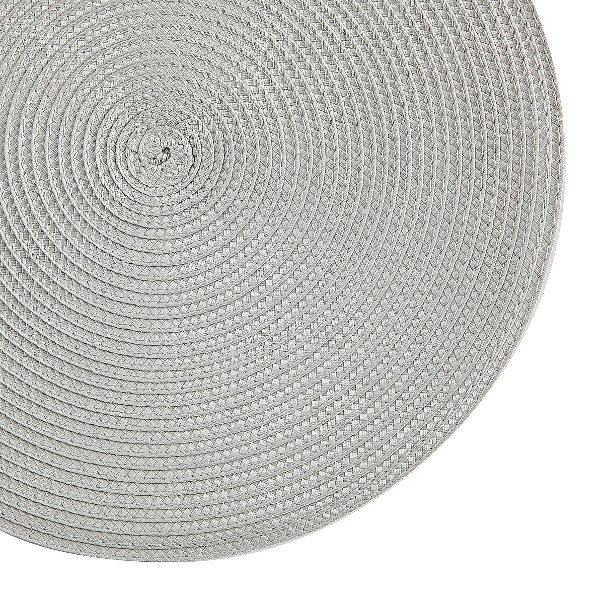 Round Placemats, Crossweave Heat Resistant Classic Woven Round Place Mats Diameter 13.5 inch for Kitchen Table Set of 6 (Light Gray)